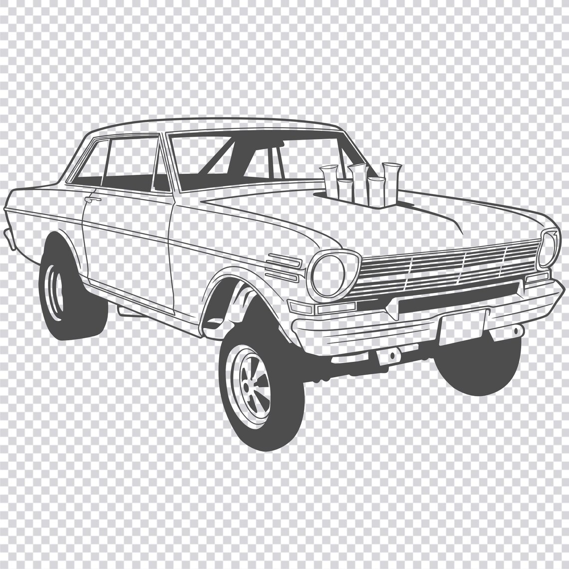 Chevy Nova Gasser Drag Car SVG Png Dxf Pdf Automotive Vector Files Clip ...