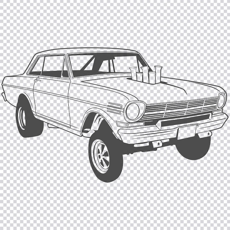 1962 Chevy Nova Gasser SVG: Drag Racing Hot Rod Vector (digital ...