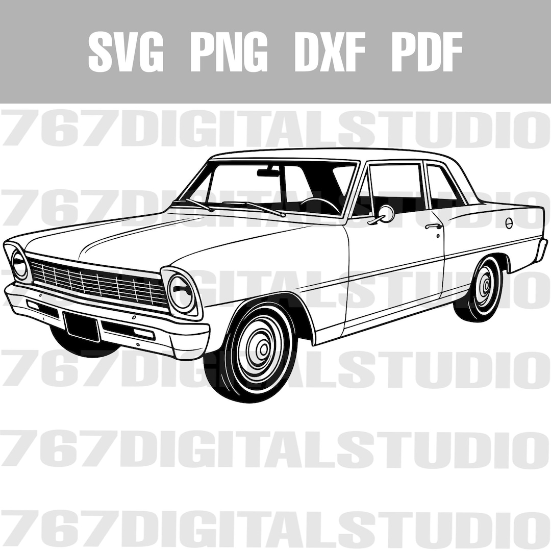 1966 Chevy II Nova SVG: Vector Files for Laser Cutting & Printing ...