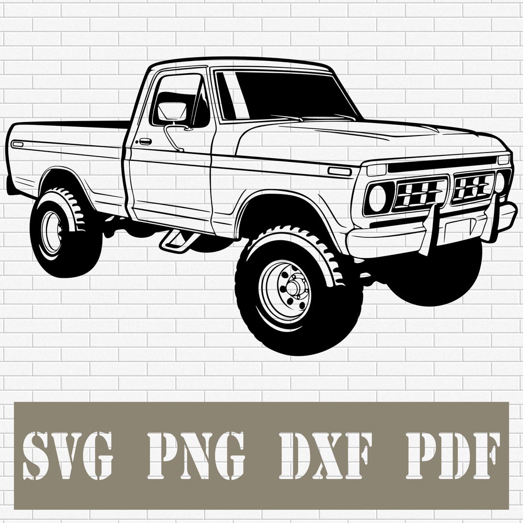 Classic Lifted F150 Pickup Truck SVG DXF PNG Pdf – Off-road 4x4 Outline ...