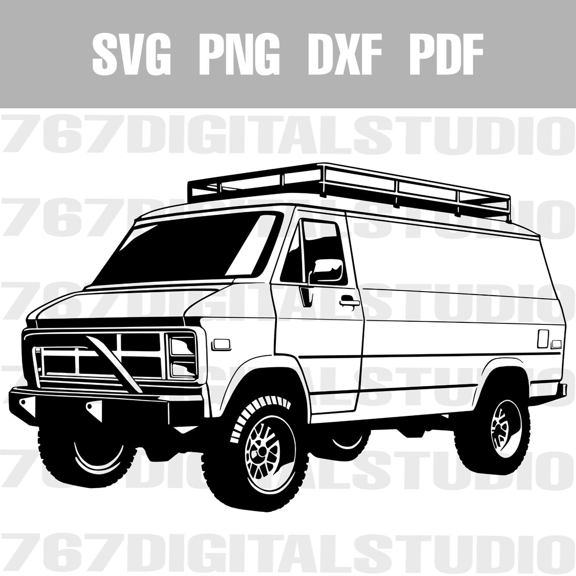 1984 GMC Vandura off Road Van Vector Art Illustration - Svg Dxf Png Pdf ...