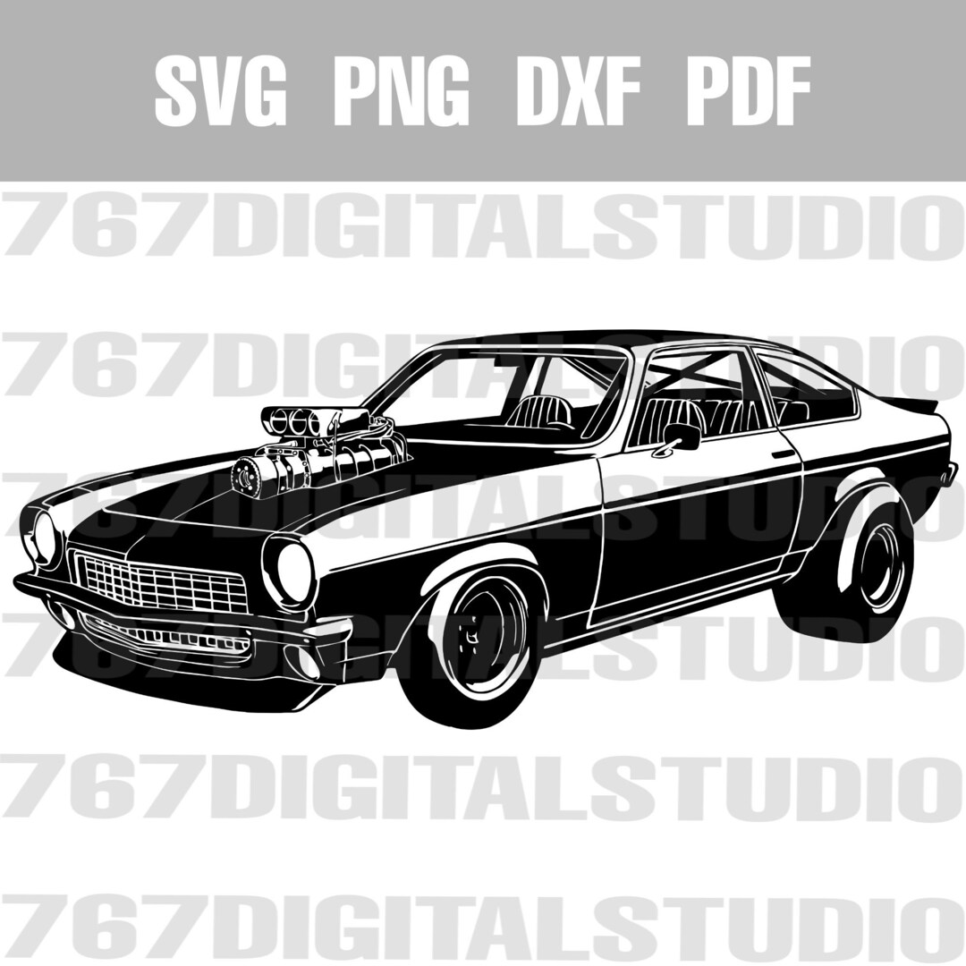 1971 Chevrolet Vega Supercharged V8 Drag Race Car Vector Art ...