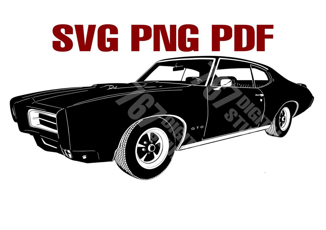 Pontiac GTO Vector Graphic Svg Png Pdf Classic Car Illustration for ...