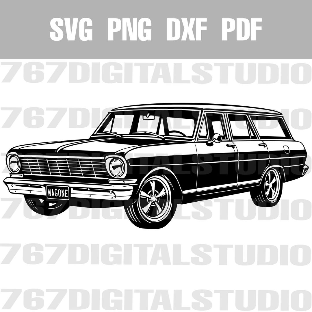 1964 Chevy Nova Wagon SVG Png Dxf Pdf Automotive Vector Files Clip Art ...