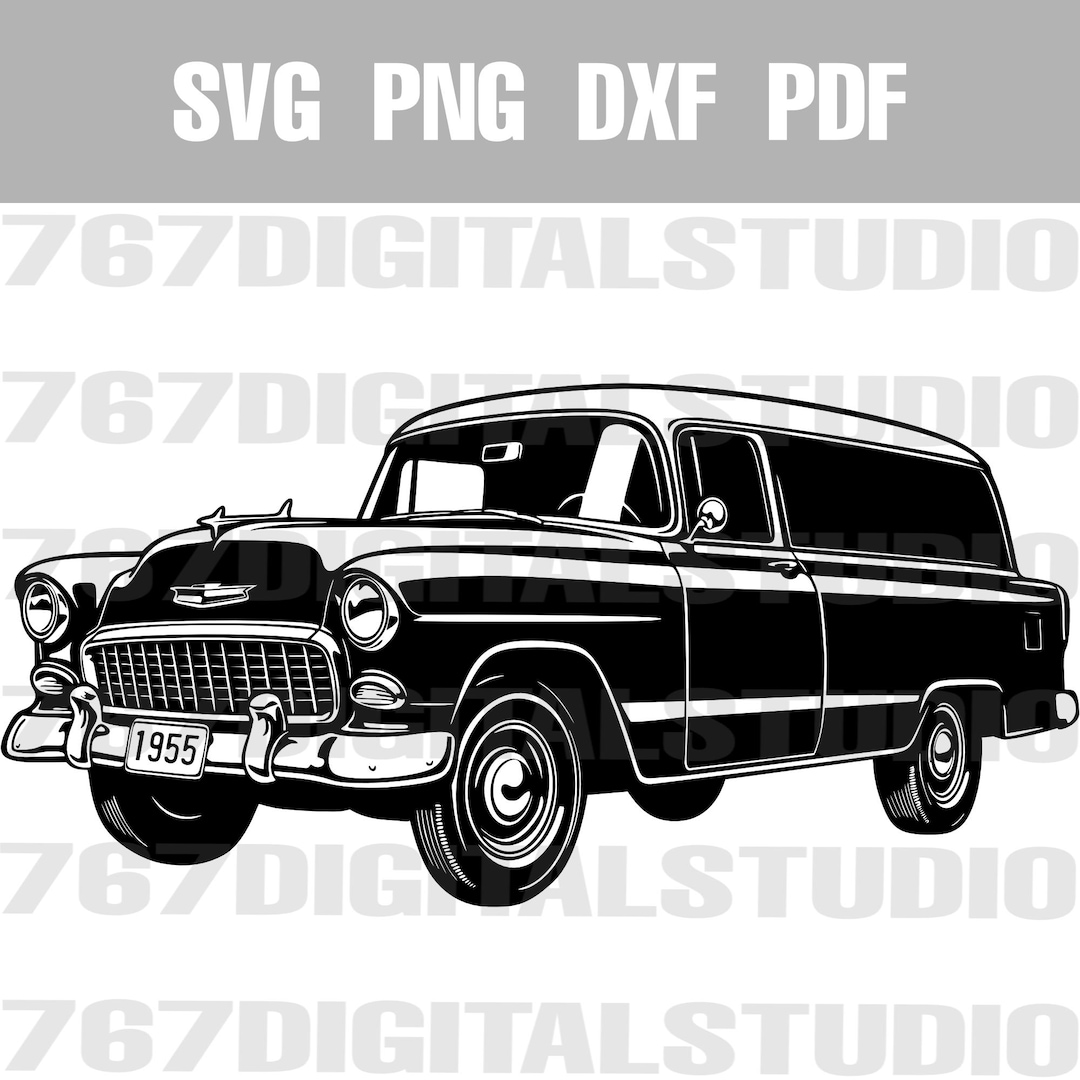 55 Chevy Sedan Delivery SVG Png Dxf Pdf Automotive Vector Files Clip ...