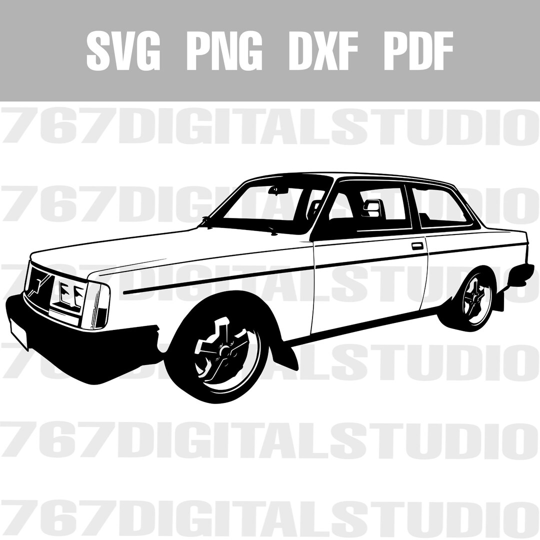 Volvo 240 Coupe Classic Swedish Car Vector Art Illustration - Svg Dxf ...