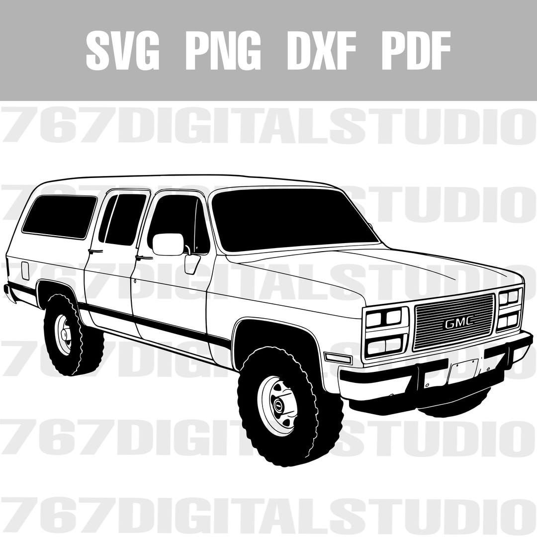 1990 GMC Suburban Classic Squarebody Vector Illustration- Svg Dxf Png ...
