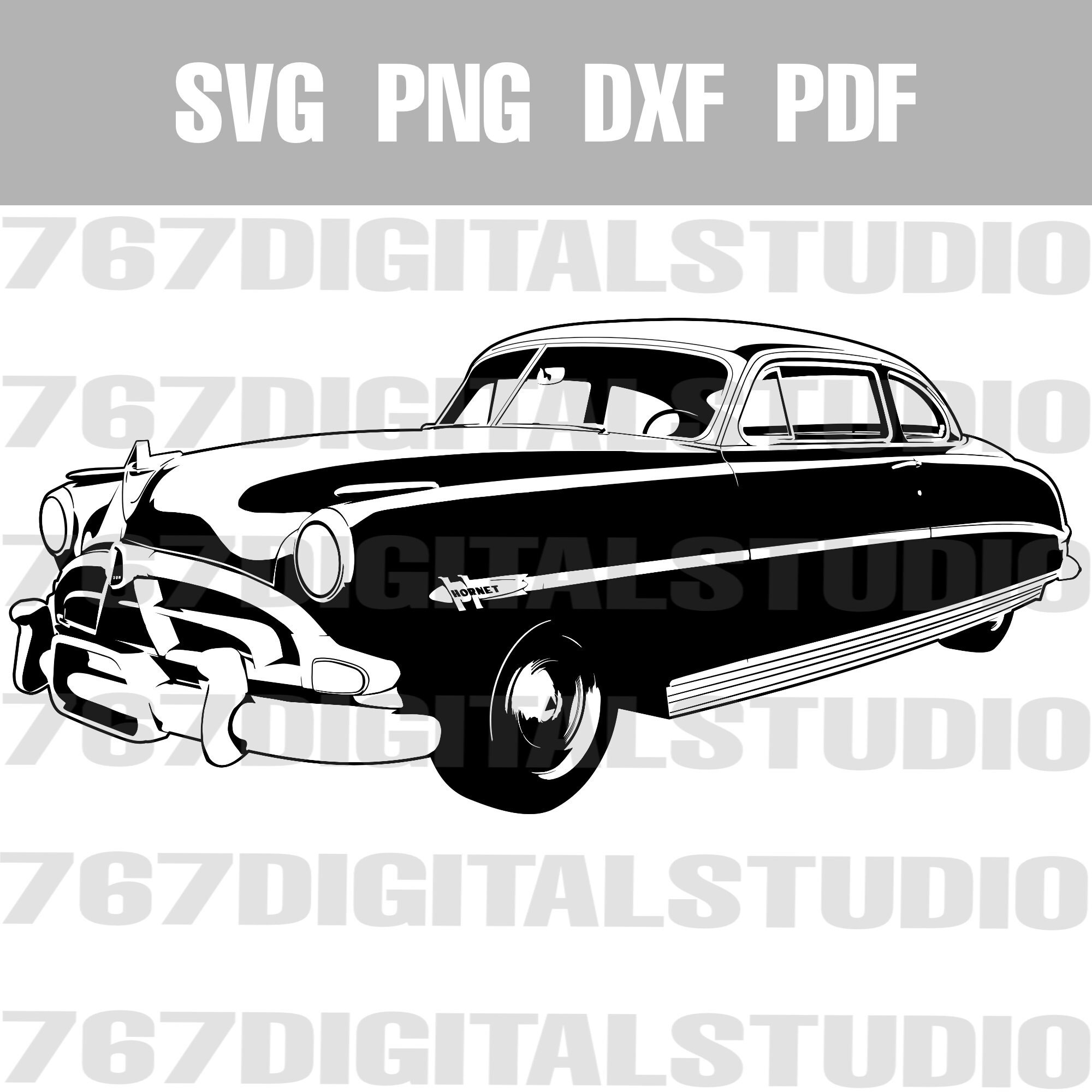 1952 Hudson Hornet Vintage American Car Vector Art Illustration Svg Dxf ...