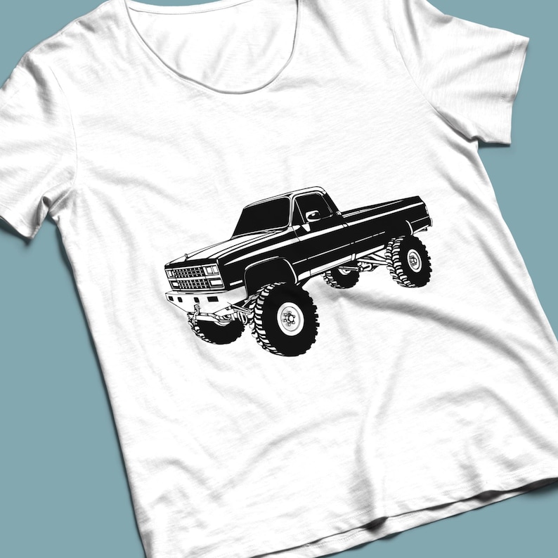 Squarebody Chevy K10 Lifted Truck SVG | 1973-1987 4×4 Pickup Vector ...