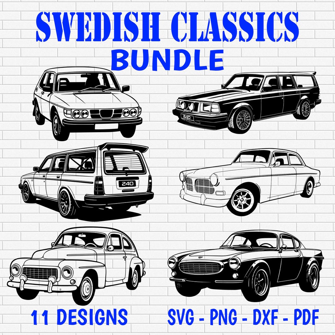 Volvo Saab Car SVG Bundle: Swedish Classic Car Vectors (digital ...