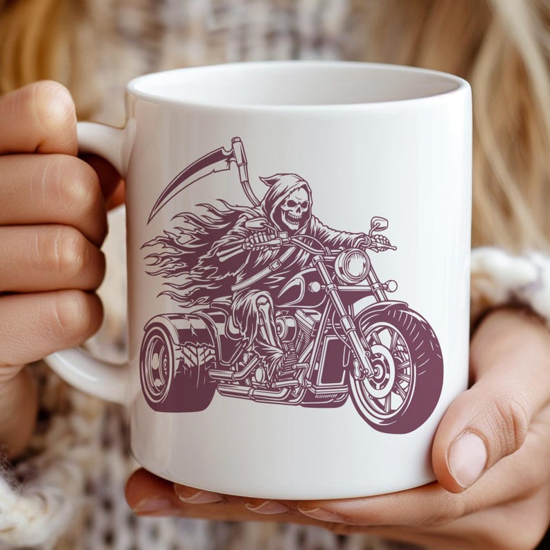 Grim Reaper Trike Motorcycle SVG DXF PNG Pdf – Biker Skeleton Reaper ...
