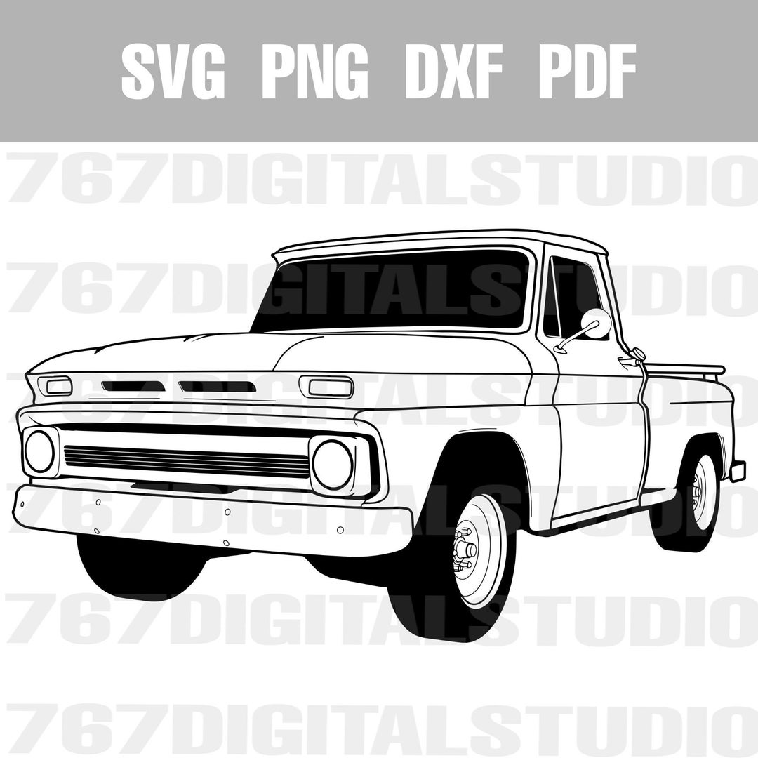 1964-66 Chevy C10 Stepside SVG: Classic Pickup Truck Vector (digital ...