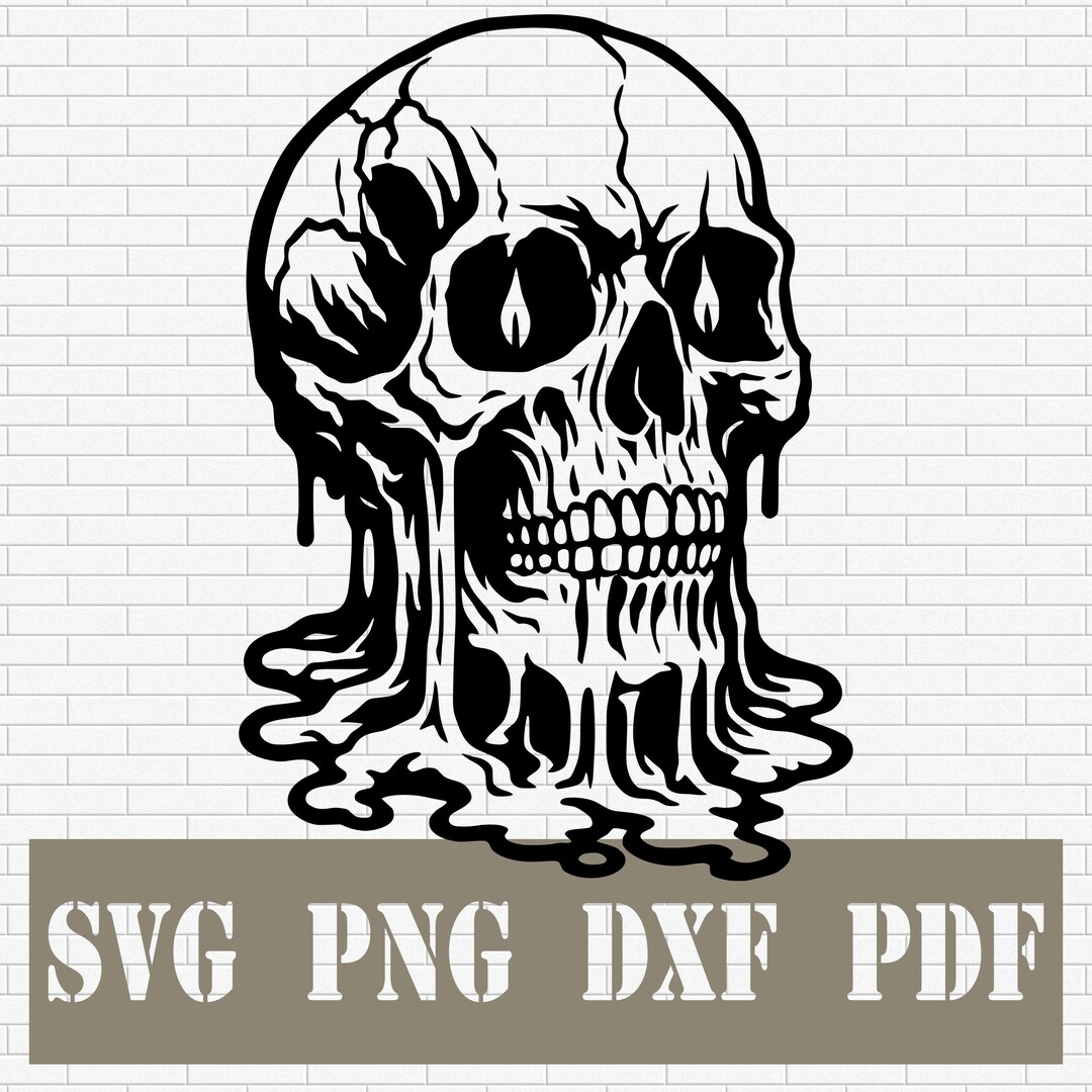 Melting Skull SVG PNG DXF Pdf – Dripping Skeleton Head Horror Clipart ...