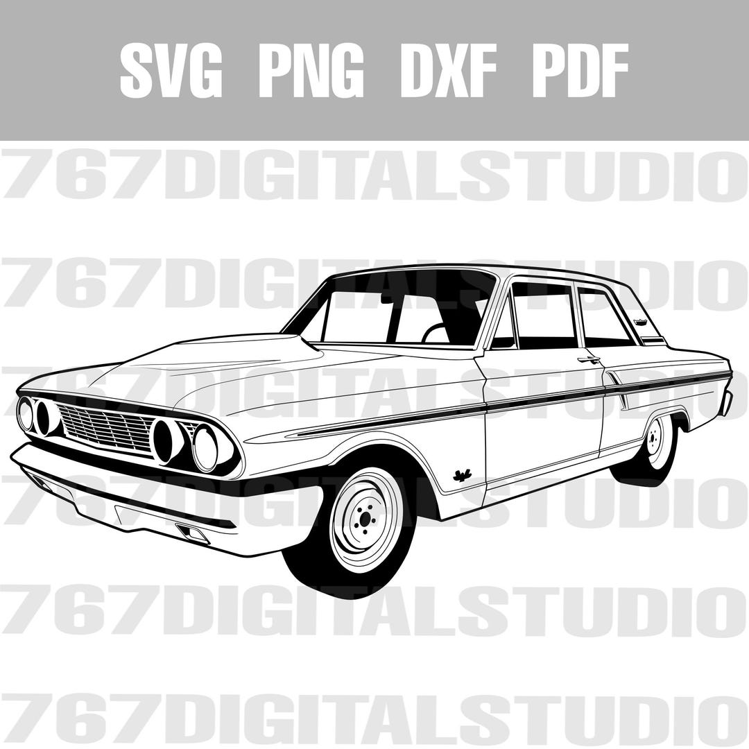 1964 Ford Fairlane Thunderbolt SVG: Classic Muscle Car Vector (digital ...