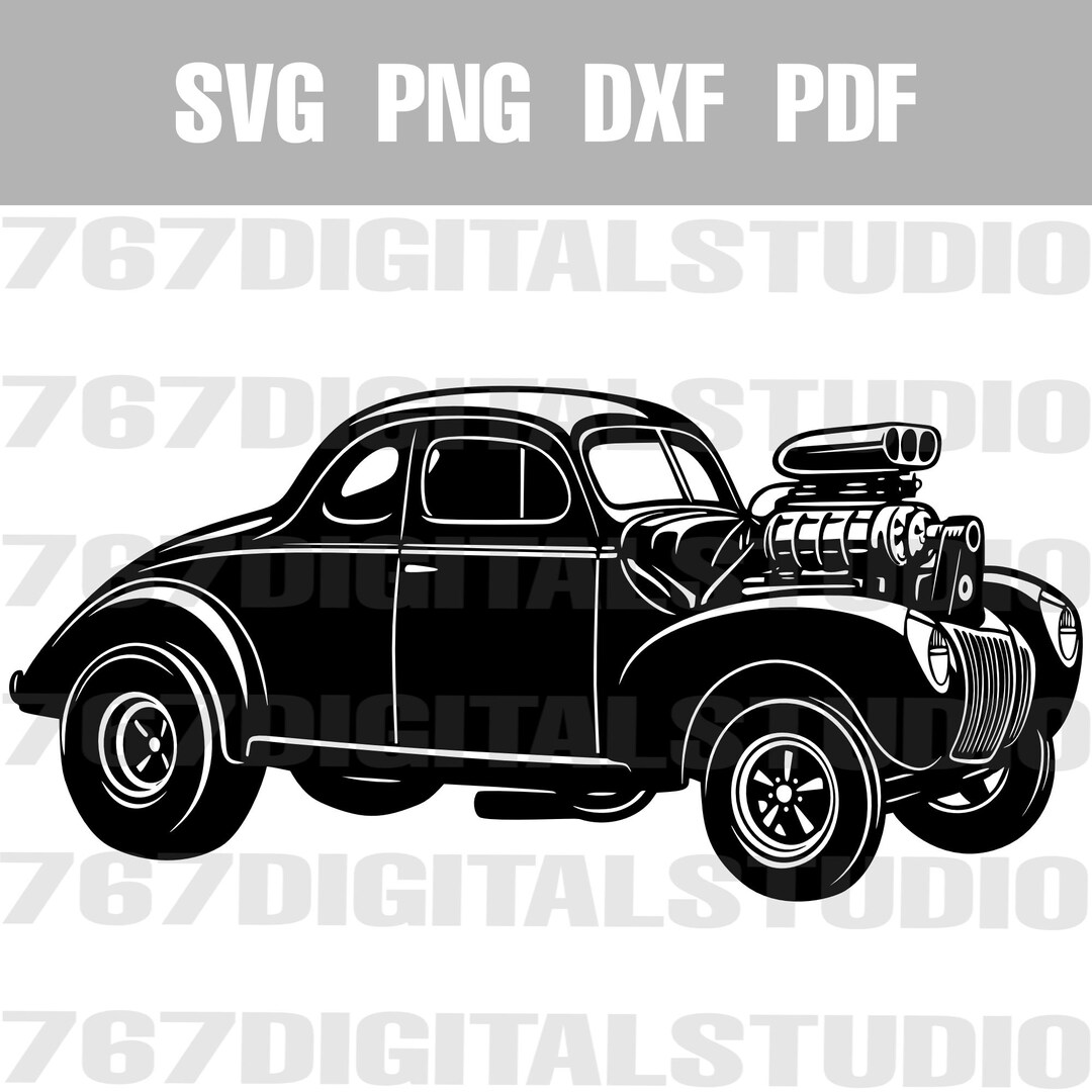 1940 Coupe Gasser SVG | Blown Hot Rod Clip Art | DXF PNG Pdf Vector Cut ...