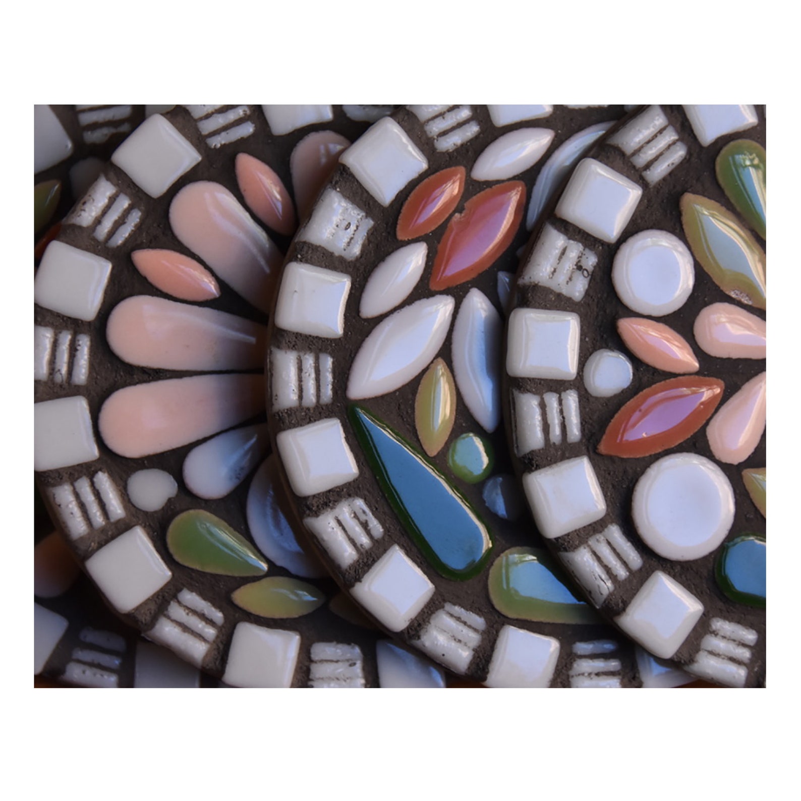 A set of 4 handcrafted mosaic coasters ceramic tiles. Lovely | Etsy