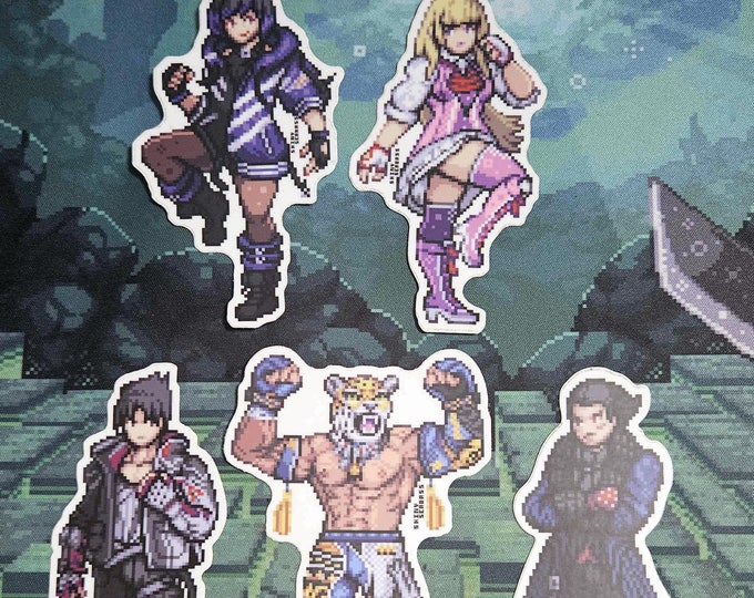 Tekken 8 Reina Lili Jin Kazama King Kazuya Mishima Pixel Art Stickers ...