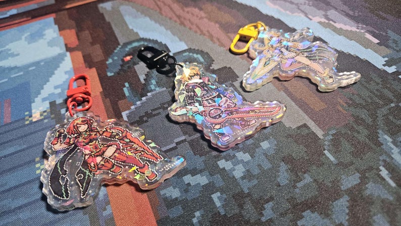 Xenoblade Chonicles Acrylic Charm Pixel Art | Mythra Pyra Aegis Shulk ...