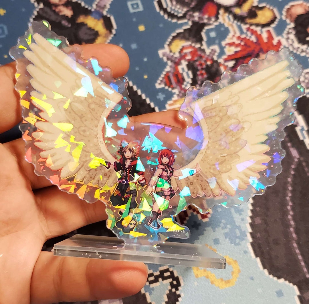 Sora X Kairi Acrylic Standee Pixel Art Double Sided Cracked Holographic ...