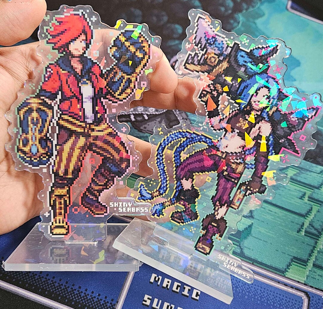 Jinx and Vi Arcane Acrylic Standee Pixel Art | Double Sided Cracked ...