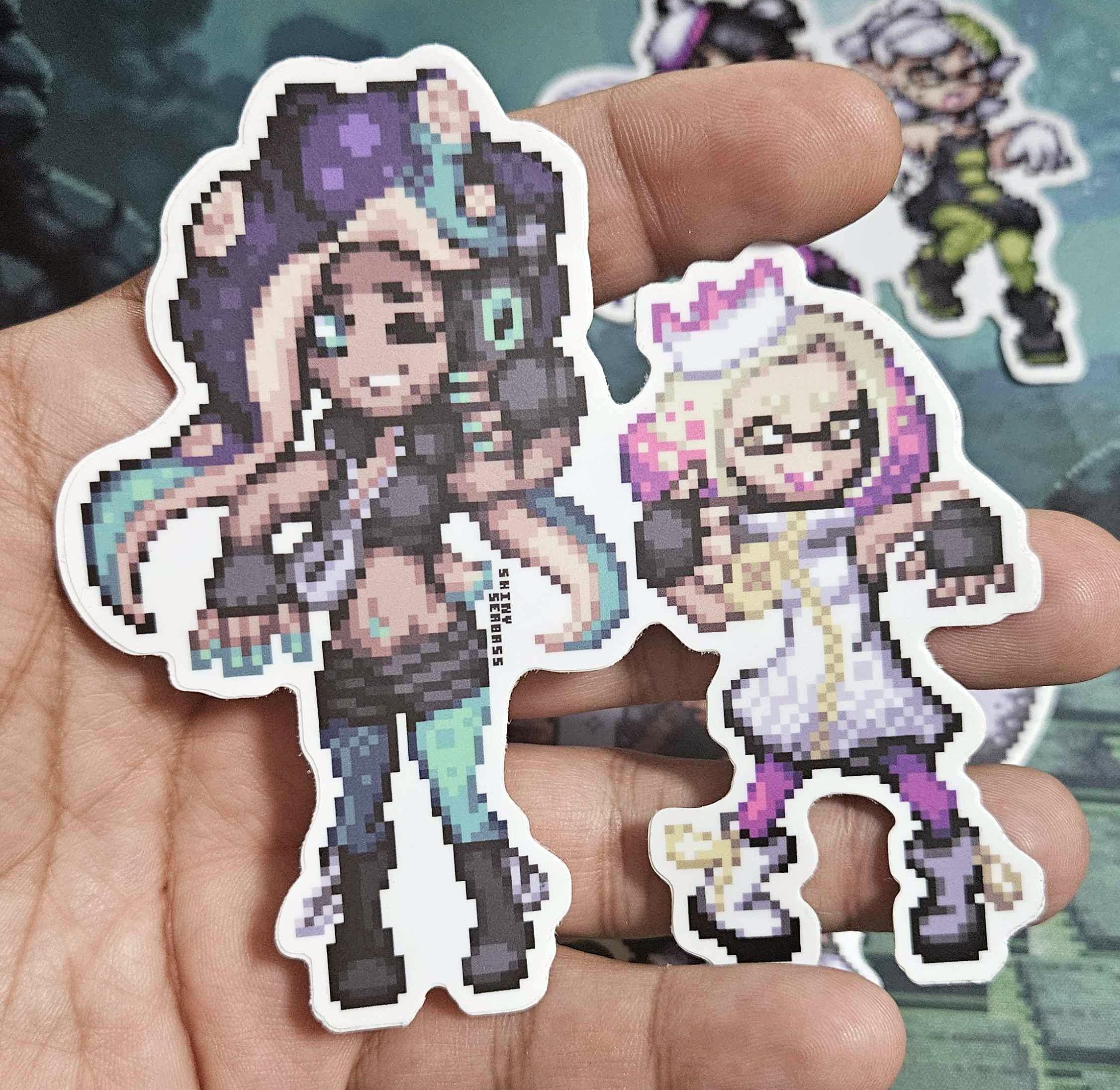 Splatoon Pixel Art Stickers | Matte Vinyl Inkling Marina Pearl Nintendo ...