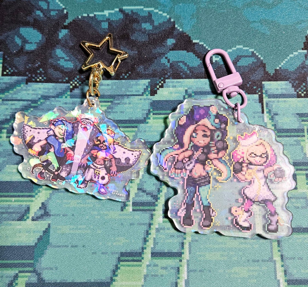 Splatoon Deep Cut and off the Hook Acrylic Charm Pixel Art | Double ...