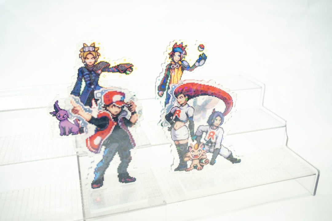Pokemon Pixel Art Acrylic Standees | Red Team Rocket Wes Umbreon Espeon ...