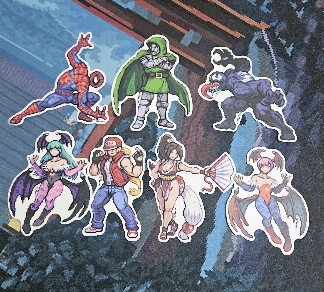 Fighting Game Character Pixel Art Stickers | Darkstalkers MVC Fatal ...
