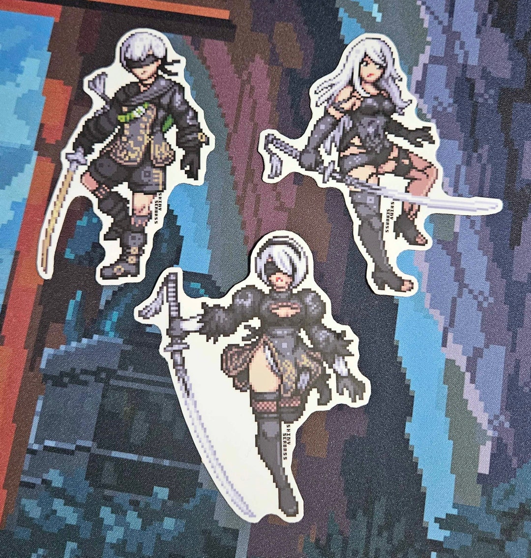 Nier Automata Pixel Art Stickers Premium Matte Vinyl Stickers 2B 9S A2 ...