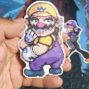 Waluigi and Wario Pixel Art Stickers Premium Matte Vinyl Stickers ...