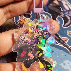 Waluigi Acrylic Charm Pixel Art | Double Sided Cracked Holographic ...