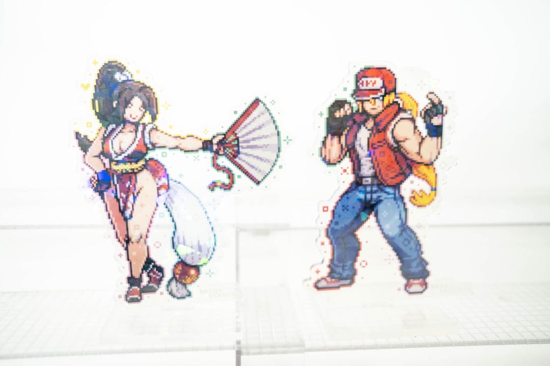 Fatal Fury Pixel Art Acrylic Standees | Double Sided Cracked Holographic | SNK Terry Bogard Mai ...