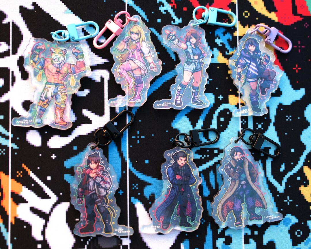 Tekken 8 Pixel Art Acrylic Charms Kazuya Mishima Jin Kazama Dragunov ...