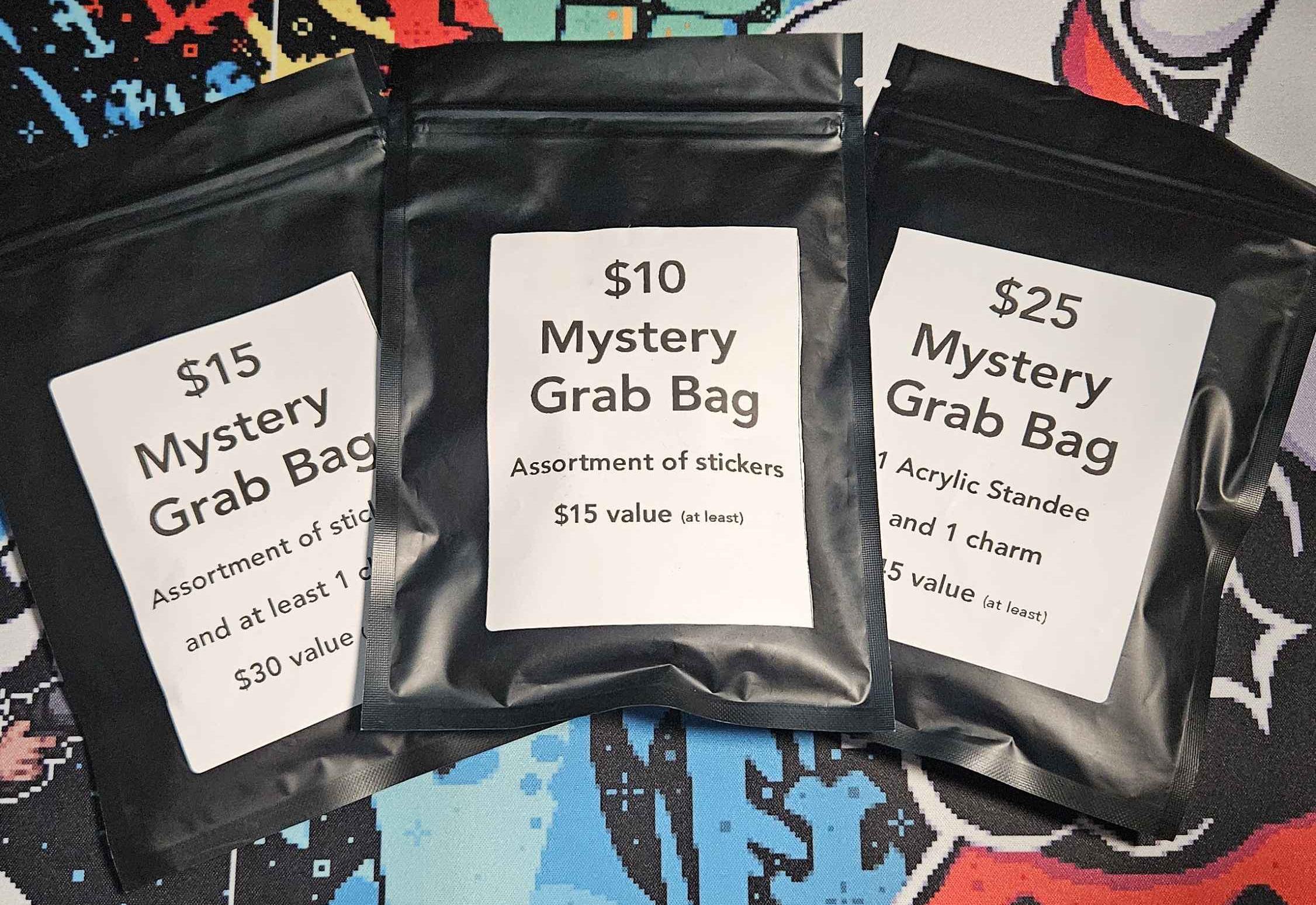 Pixel Art Mystery Grab Bags | Vinyl Stickers Acrylic Standees Charms ...
