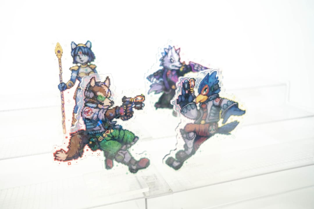 Star Fox Pixel Art Acrylic Standees | Double Sided Cracked Holographic ...