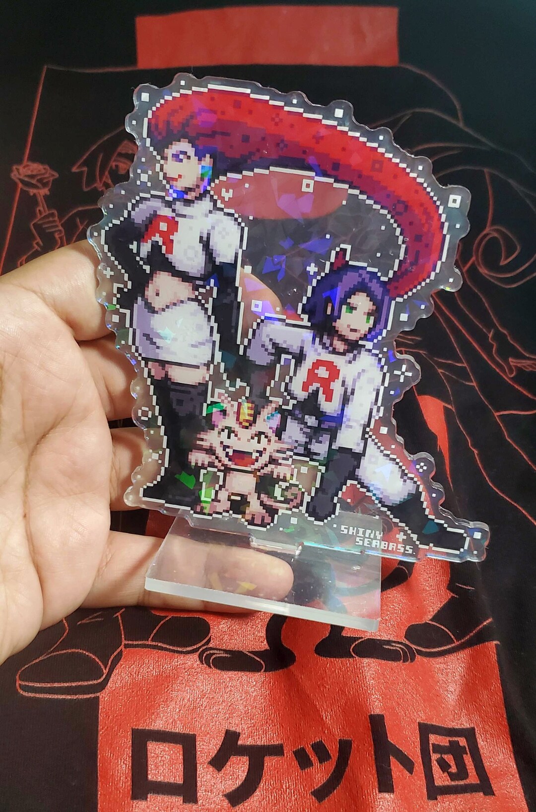 Team Rocket Standee Pixel Art | Double Sided Cracked Holographic ...