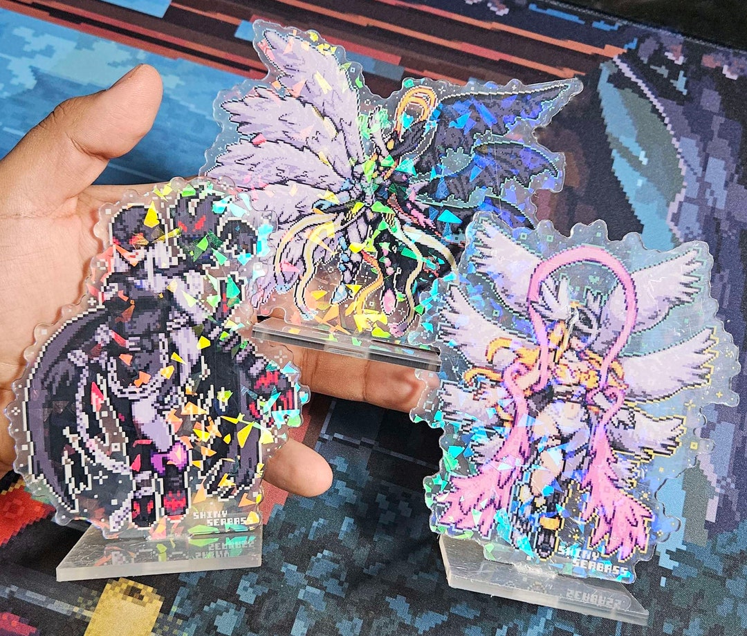Digimon Acrylic Standee Pixel Art | Double Sided Cracked Holographic ...