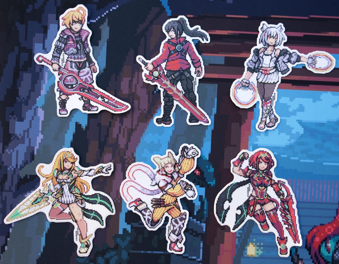 Xenoblade Chronicles Pixel Art Stickers | Pyra Mythra Noah Mio Nia ...
