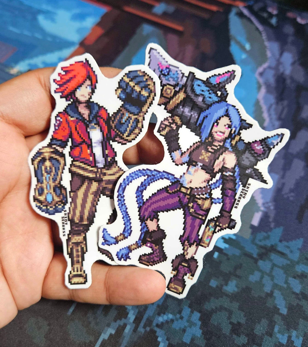 Arcane Pixel Art Stickers | Premium Matte Vinyl Stickers | Jinx Pepper Vi League of Legends Lol ...