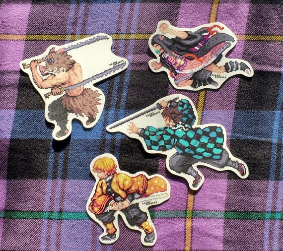 Demon Anime Pixel Art Sticker Set Premium Vinyl Matte | Etsy