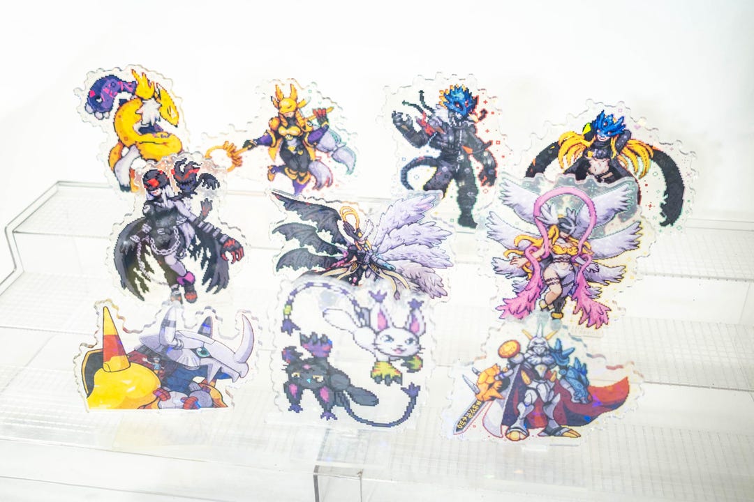 Digimon Acrylic Standee Pixel Art |double Sided Cracked Holographic ...