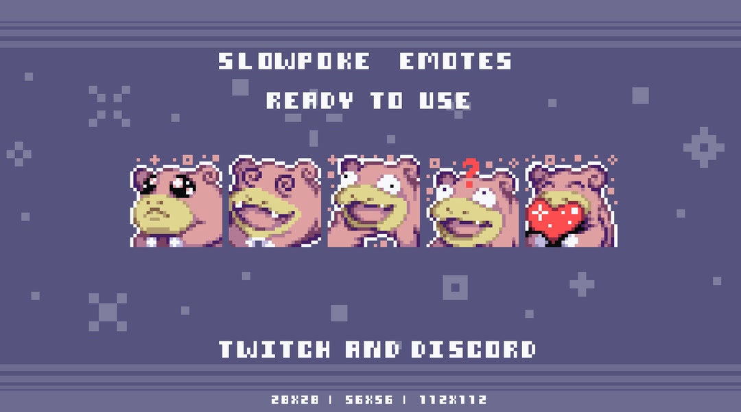 Slowpoke Twitch Emote Set | Pokemon Pixel Art Emotes | Twitch and ...