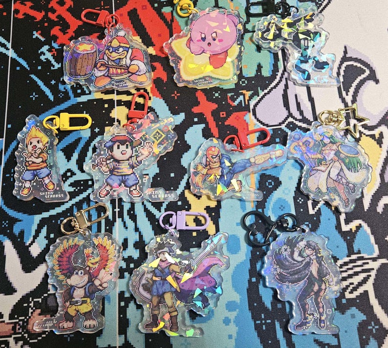 Super Smash Brothers Ultimate Pixel Art Acrylic Charm| Nintendo Kirby ...