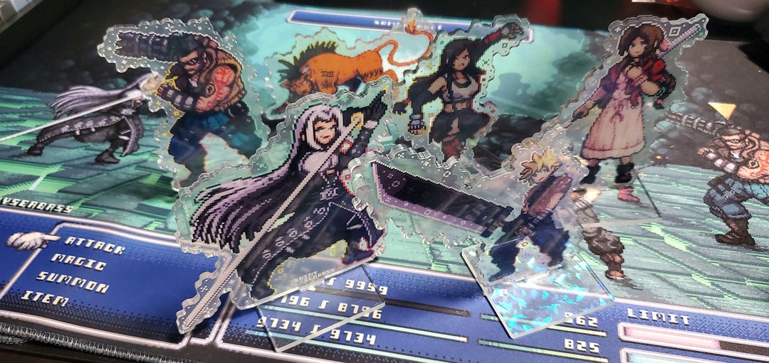 Final Fantasy VII Remake Pixel Art Double Sided Cracked Holographic ...