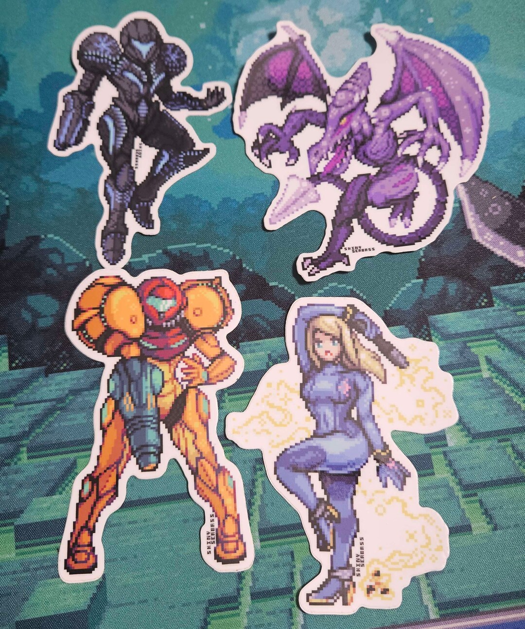 Samus Aran, Ridley, Dark Samus and Zero Suit Pixel Art Stickers ...