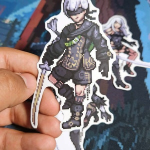 Nier Automata Pixel Art Stickers | Premium Matte Vinyl Stickers | 2B 9S ...