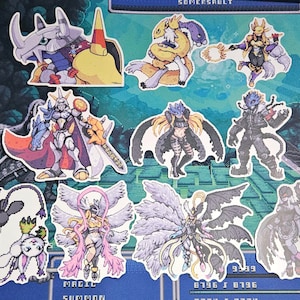 Digimon Pixel Art Stickers Matte Vinyl Mastimon Angewomon Ladydevimon ...