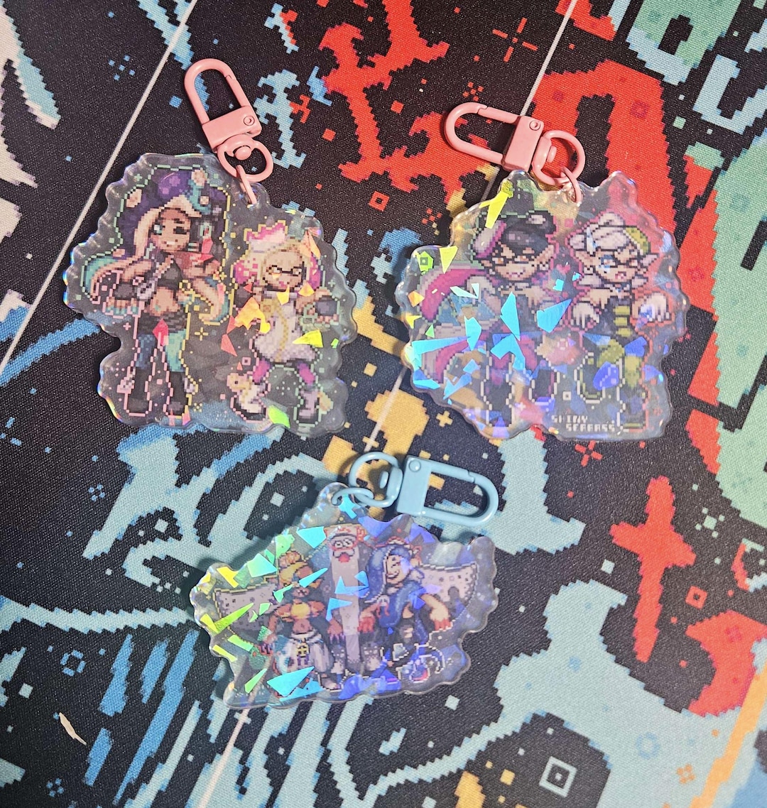 Splatoon Pop Idol Acrylic Charm Pixel Art | Splatfest Pearl Marina Big ...