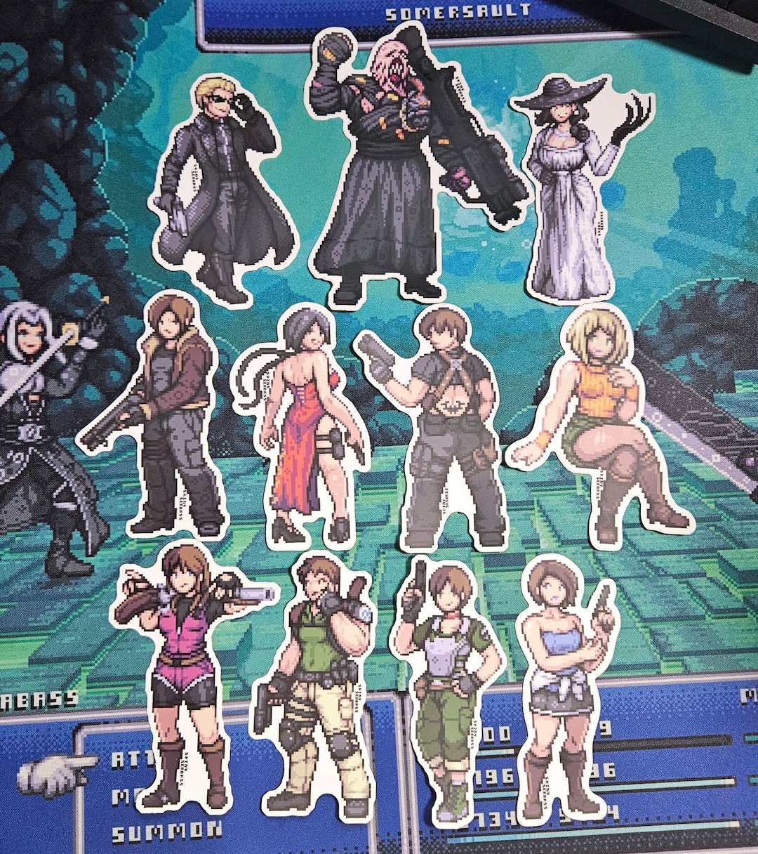Resident Evil Pixel Art Stickers | Vinyl Stickers | Leon S Kennedy Ada Ashley Jill RE4 Tramp ...