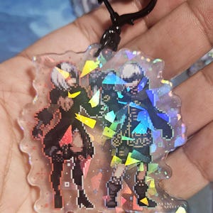Nier 2B 9S Kaine Emil Zero Acrylic Charm Pixel Art | Double Sided ...